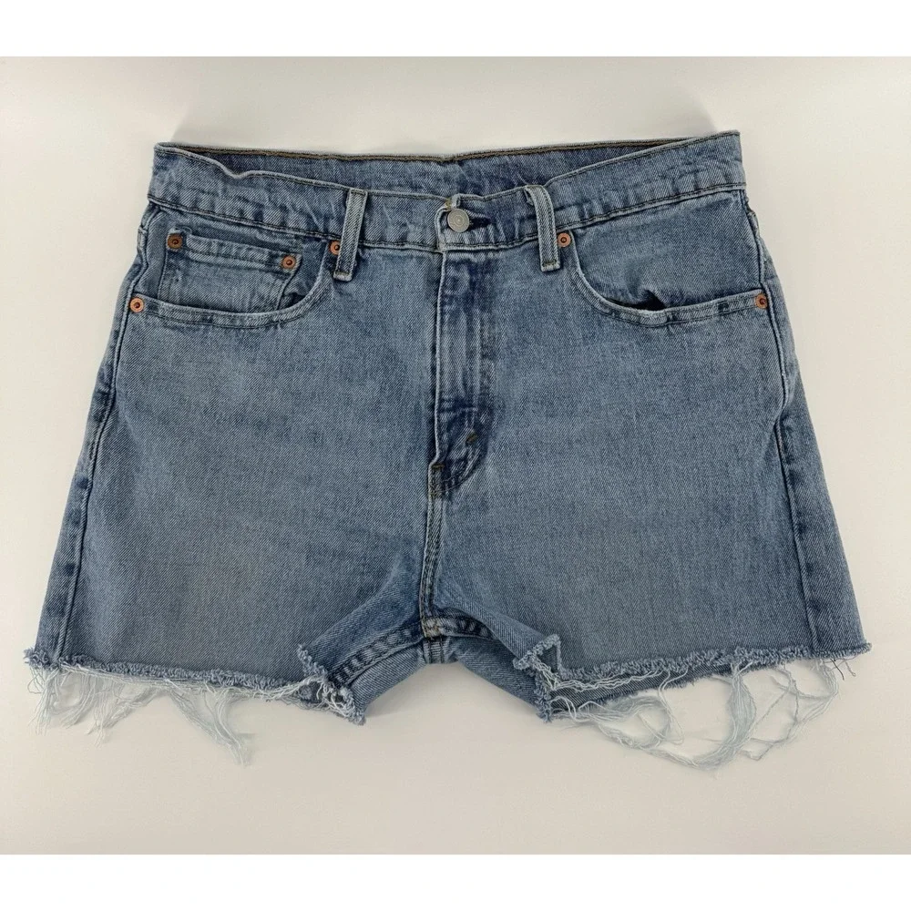 Levi's | Shorts | Levis 52 Womens High Rise Cut Off Blue Denim Shorts ...